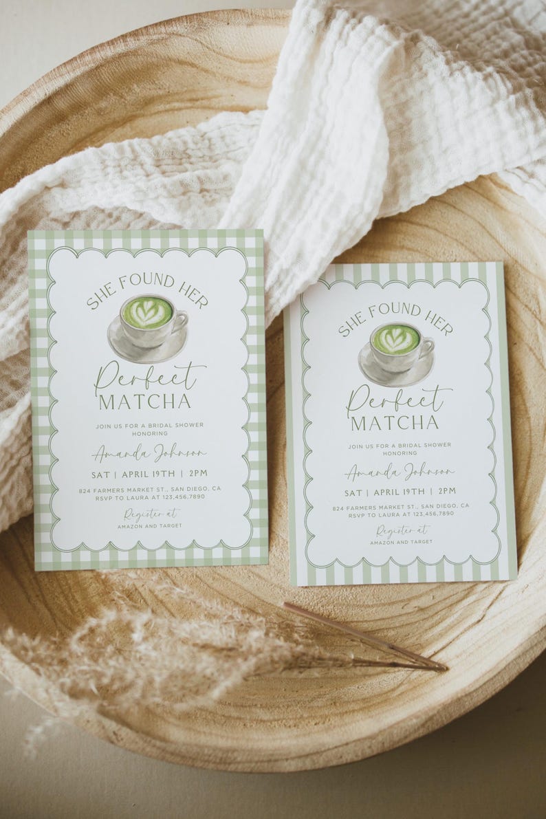 She Found Her Matcha Bridal Shower Invitation Template , Editable ...