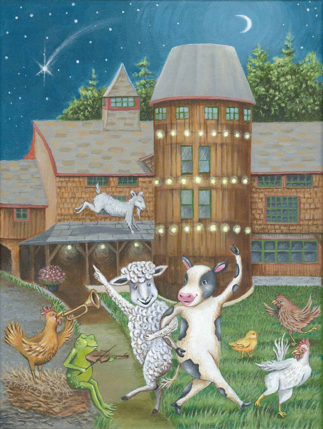 Dance Party at the Farm, Farm Animals Art Print, Barn Animals, Baby ...