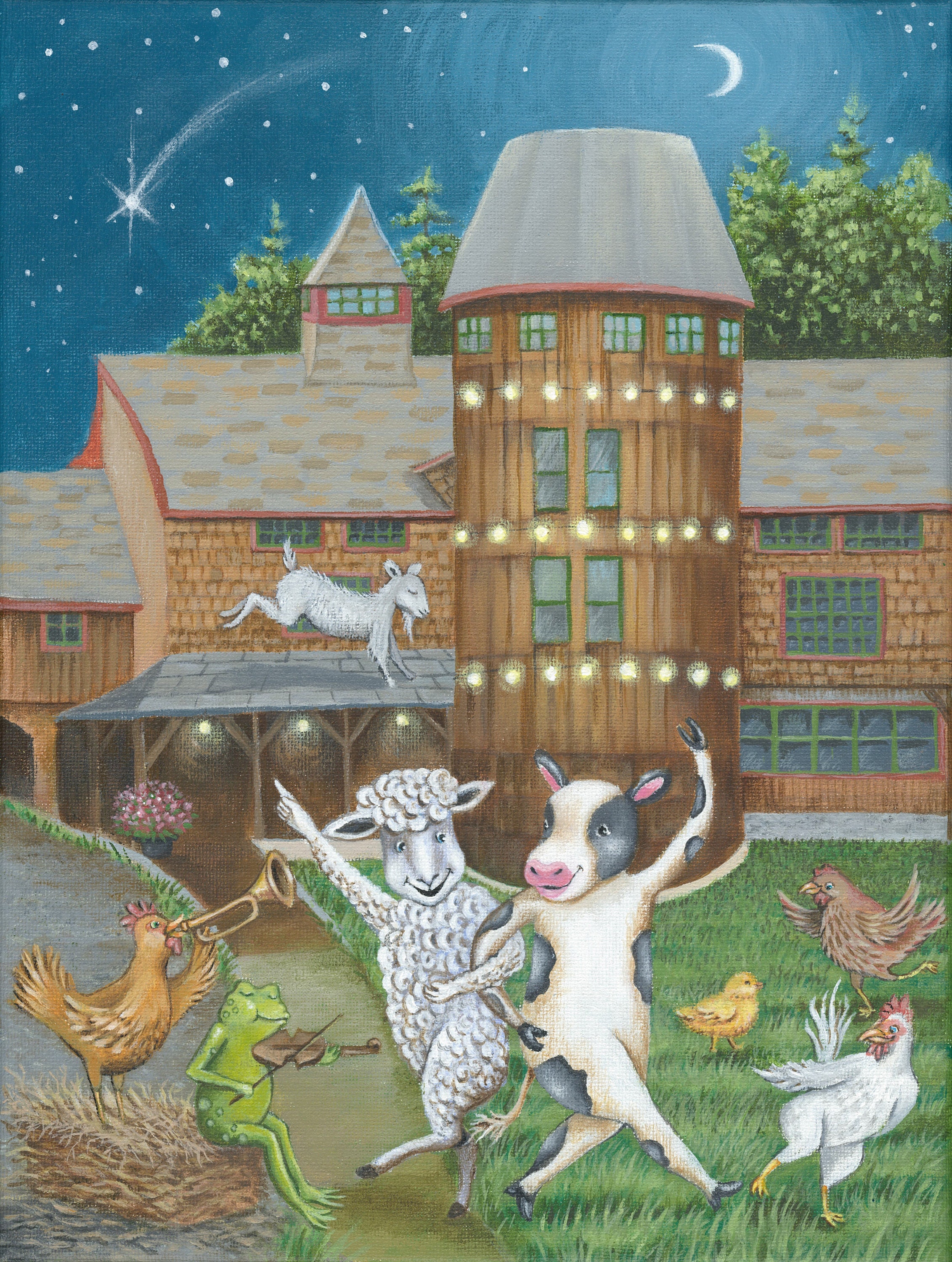 Dance Party at the Farm, Farm Animals Art Print, Barn Animals, Baby ...