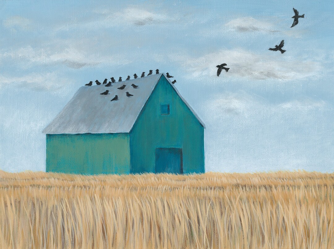 Crows' Blue Barn, Barn Painting, Blue Barn Print, Barn Wall Art ...