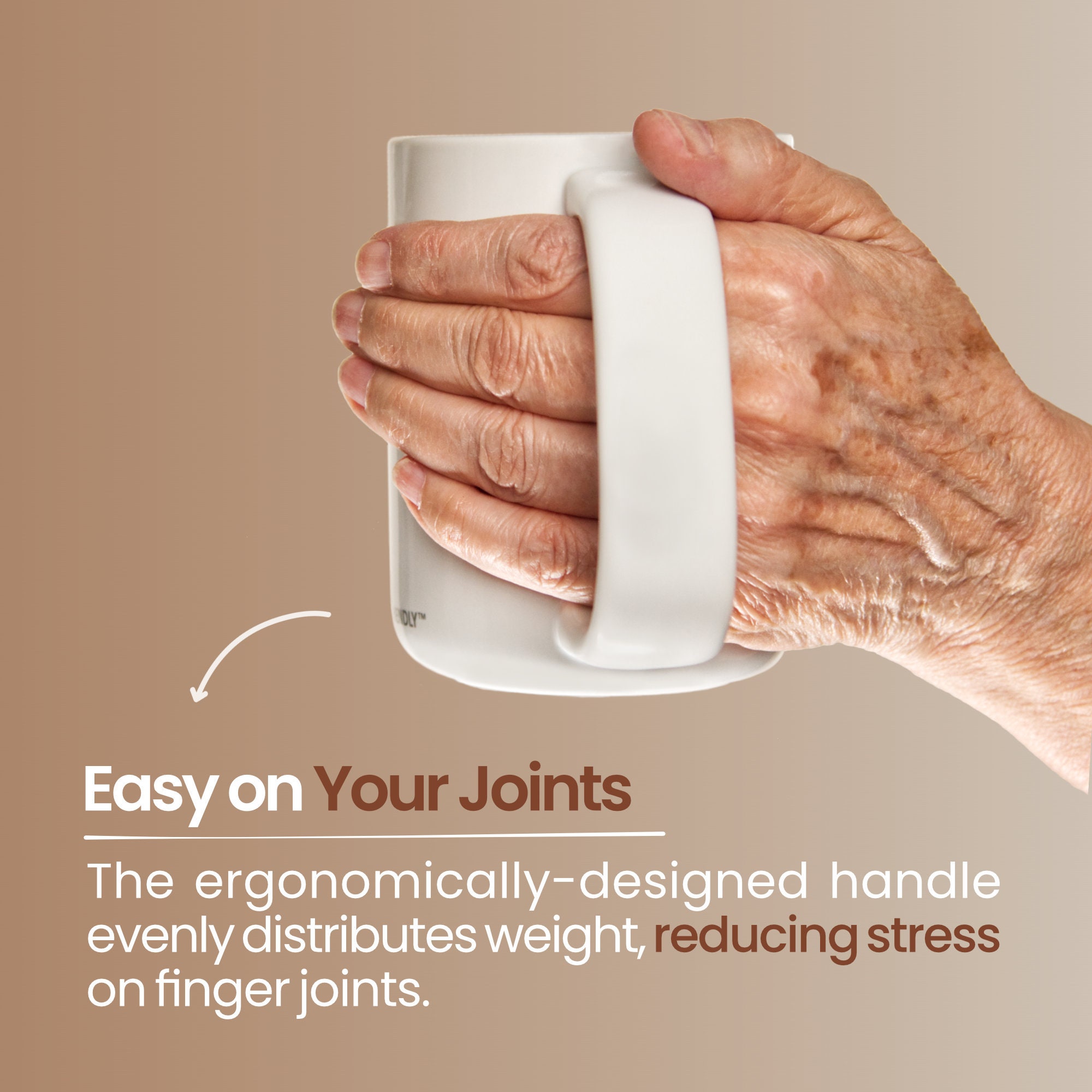 White Ceramic Mug Large Handle, Ergonomic Design, Slip-free Grip ...