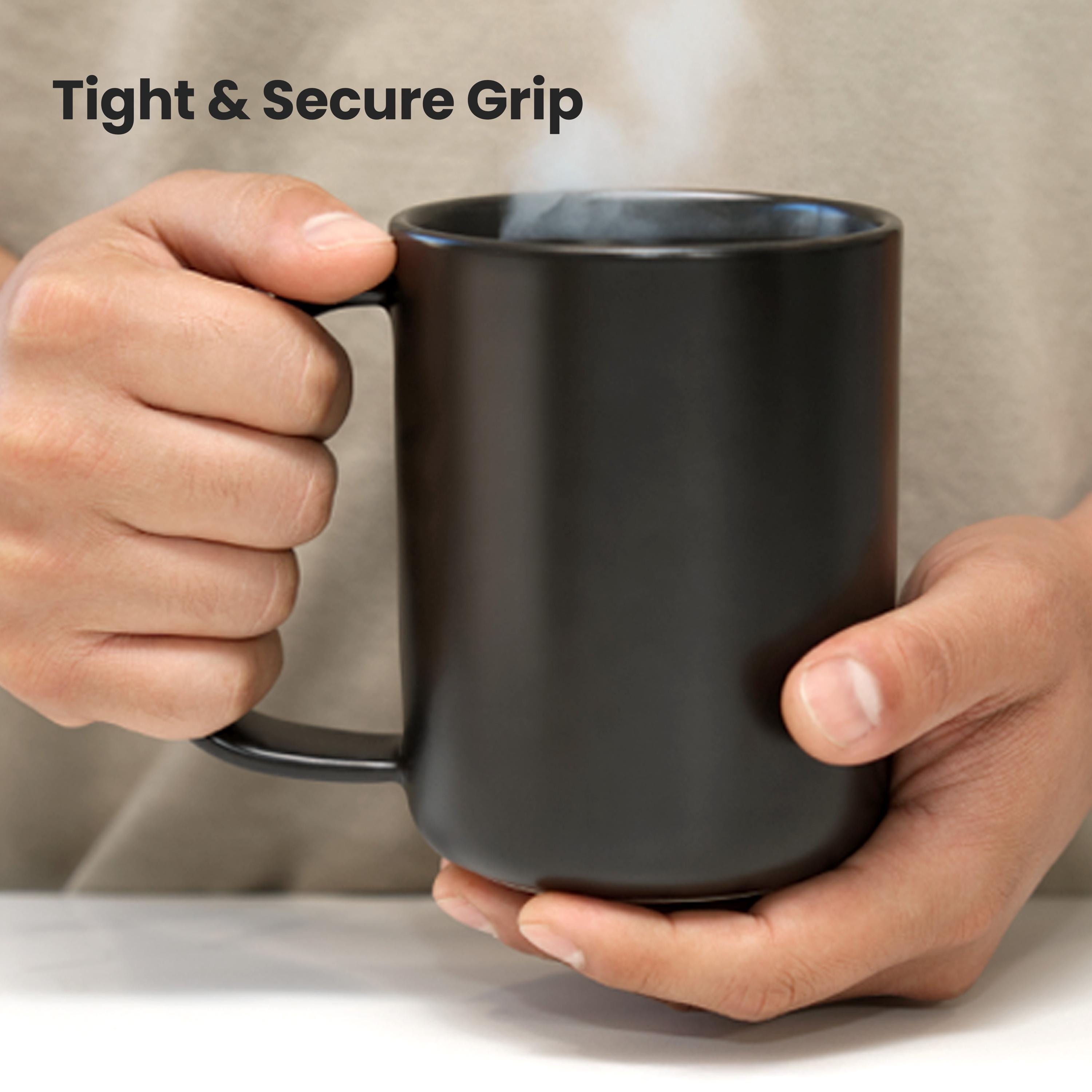 CURVD® Ergonomic Coffee Mug: Matte Black Ceramic, Large Handle (18oz ...