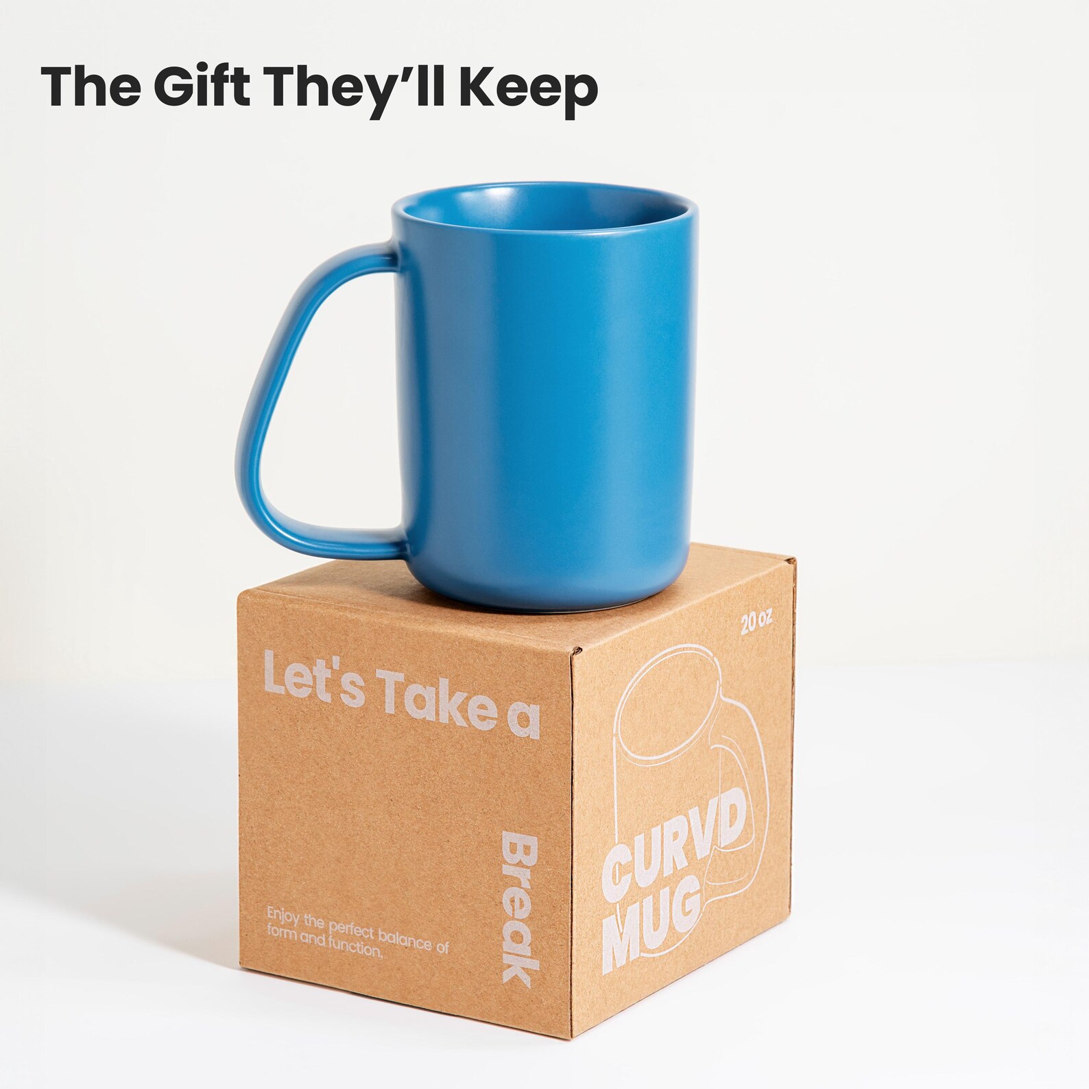 CURVD® Ergonomic Coffee Mug: Matte Black Ceramic, Large Handle (18oz ...
