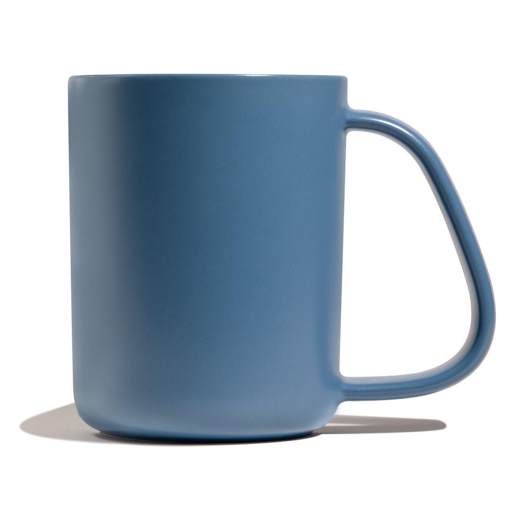 CURVD Ergonomic Coffee Mug: Matte Dark Blue Ceramic, Large Handle (18oz ...