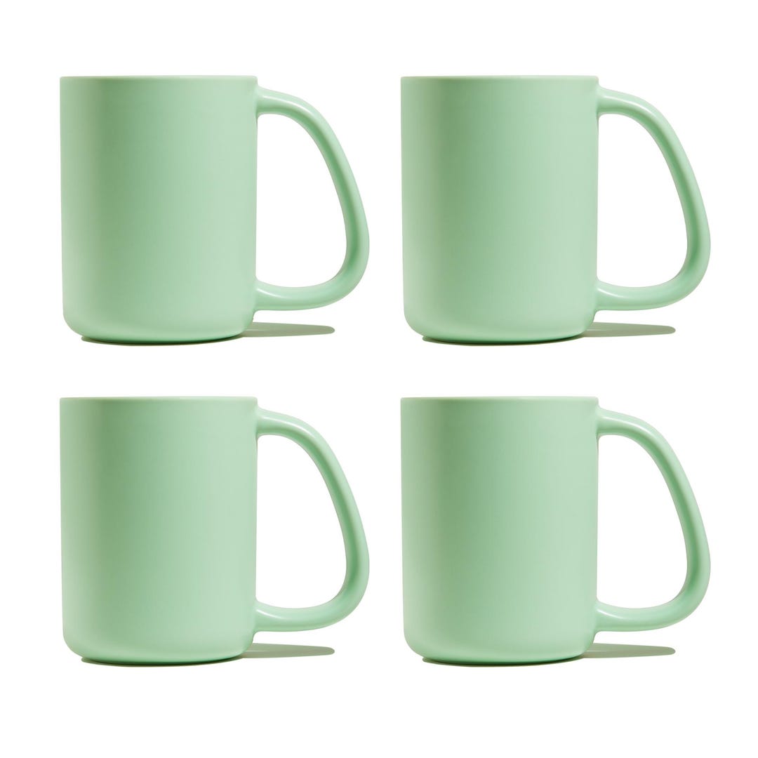 CURVD Ergonomic Coffee Mugs: Matte Green Ceramic, Set of 4 - Etsy