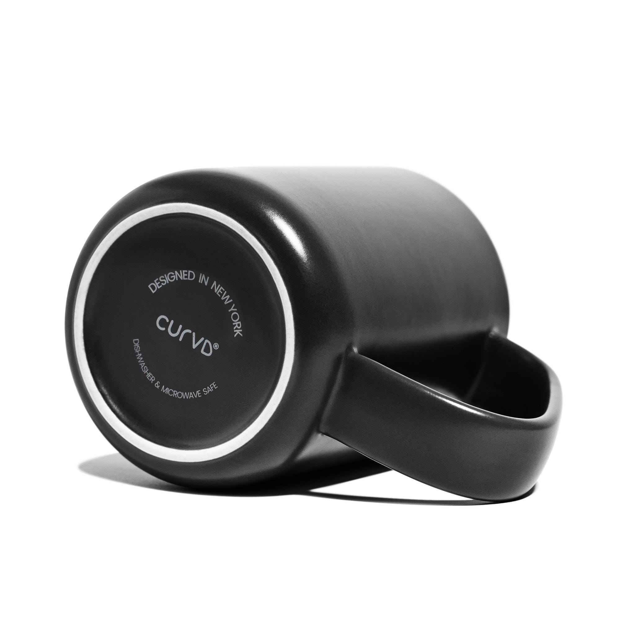 CURVD® Ergonomic Coffee Mug: Matte Black Ceramic, Large Handle (18oz ...