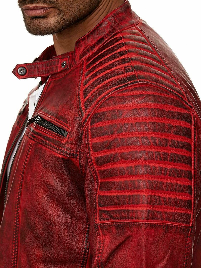 Raden Vintage 1980s Biker Tingle Red Leather Jacket Size - S/M/L/XL/XXL - Etsy