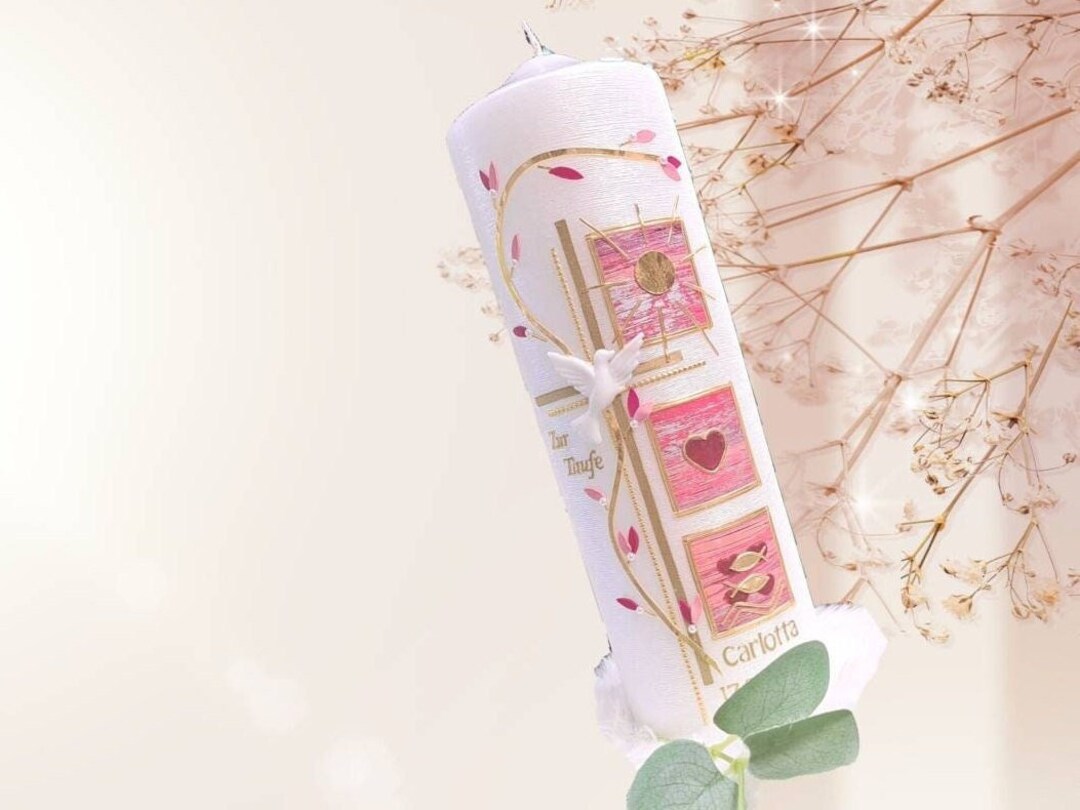 Christening Candle carlotta With Name and Date, for Girls and Boys ...