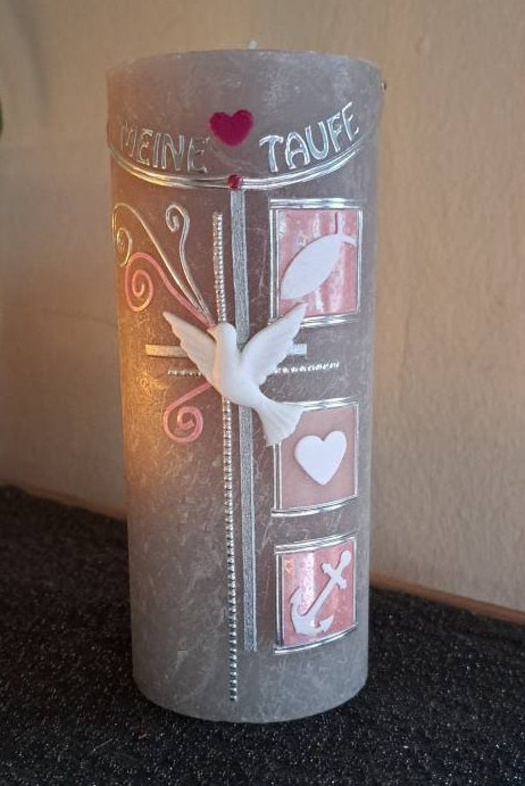 Christening Candle With Name and Date, Rustic, for Girls and for Boys ...