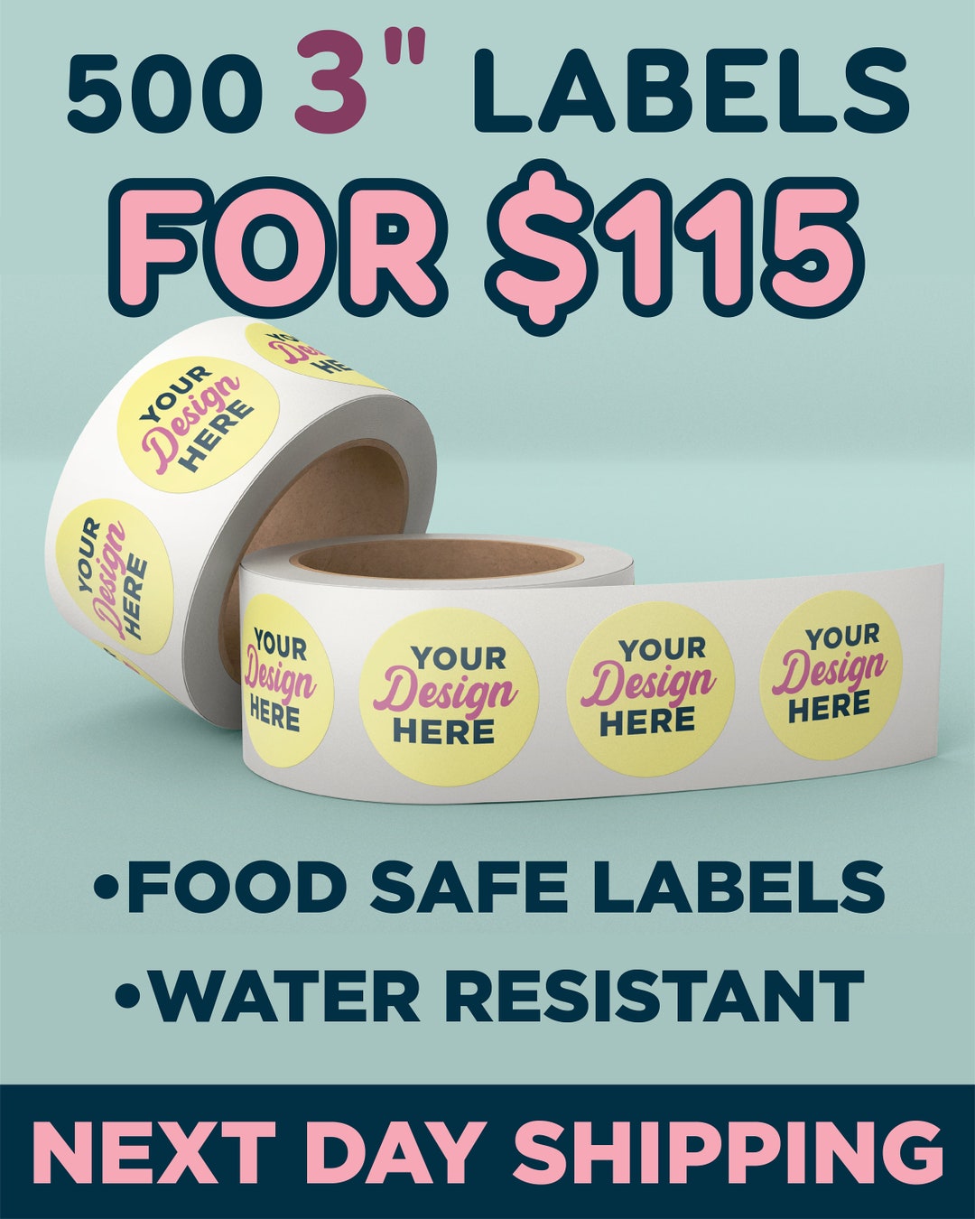 3 Custom Sticker Roll 500 Vinyl Labels Product Label Roll Business ...