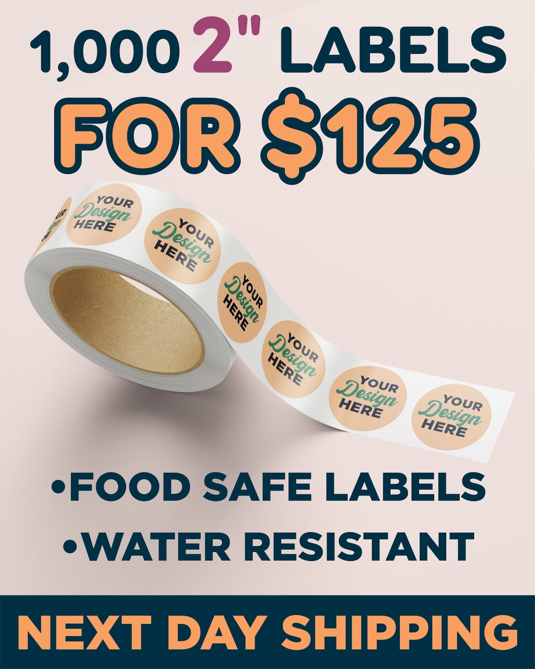 2 Custom Sticker Roll 1000 Vinyl Labels Product Label Roll Business ...