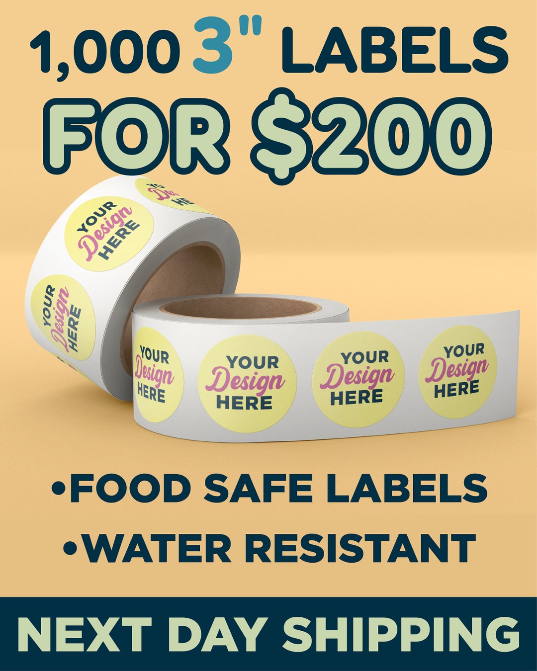 3 Custom Sticker Roll 1000 Vinyl Labels Product Label Roll Business ...