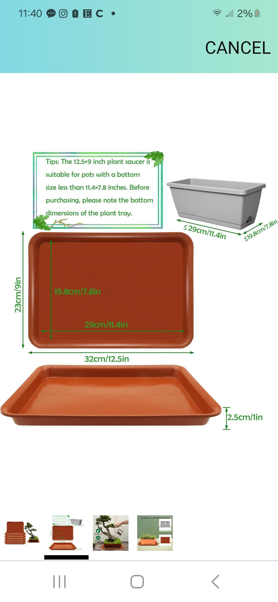 12 Inch Tray. Terra Cottage Colored Plastic. - Etsy