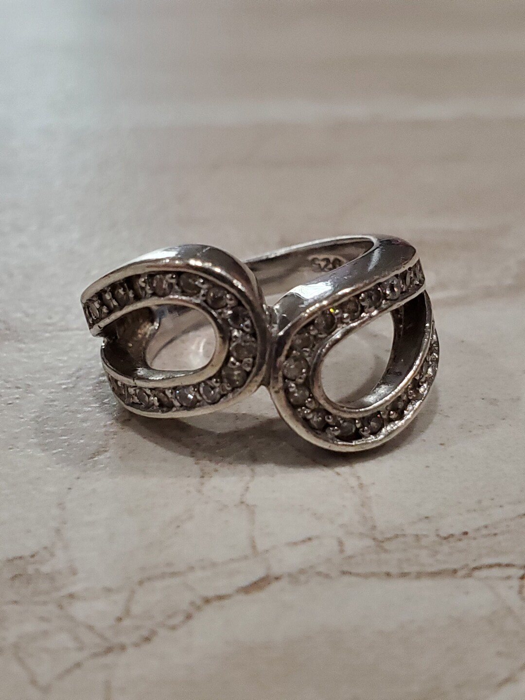 925 Sterling Silver Double Loop Design Ring - Etsy