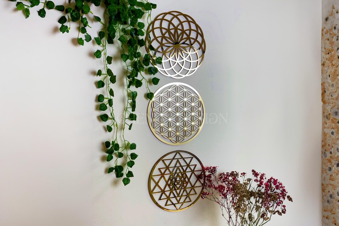Sacred Geometry Wall Decor Set: Mirrored Flower of Life Art - Etsy UK