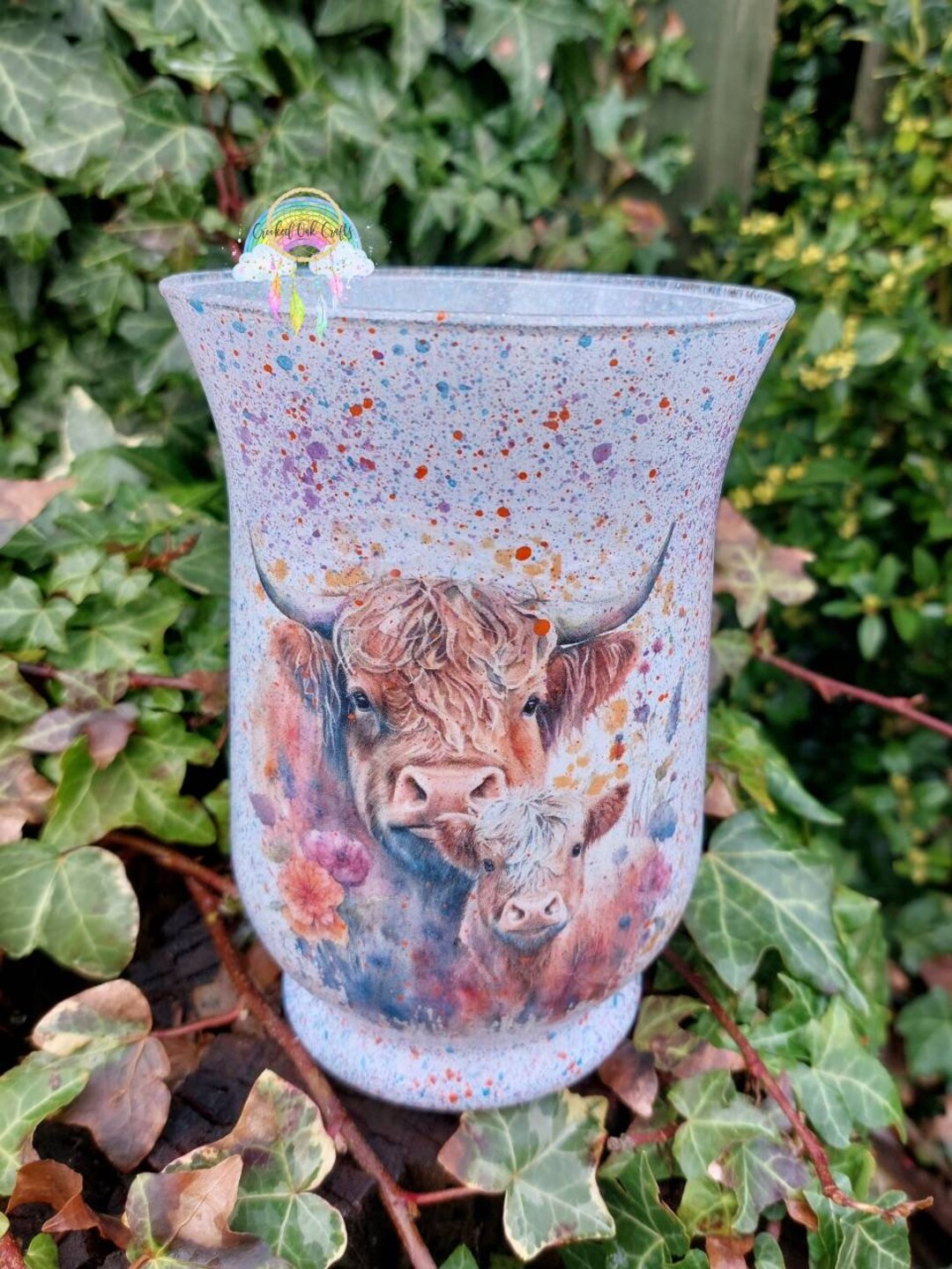 Highland Cow Multi Coloured Vase - Etsy UK