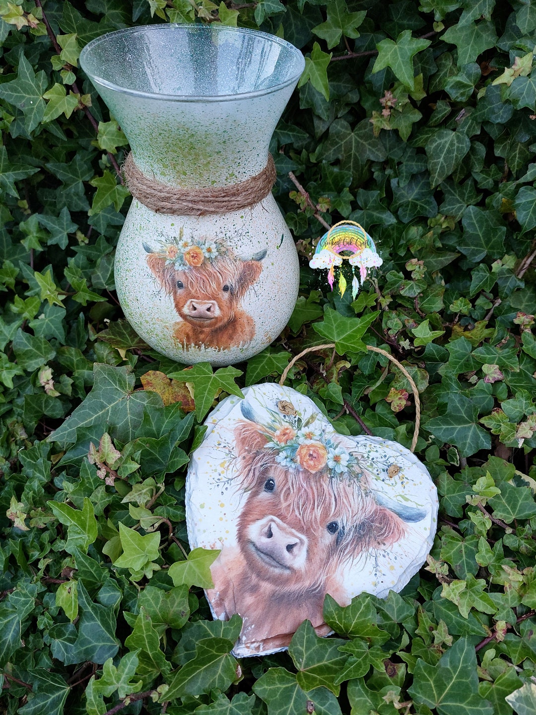 Cute Highland Cow Vase & Heart - Etsy