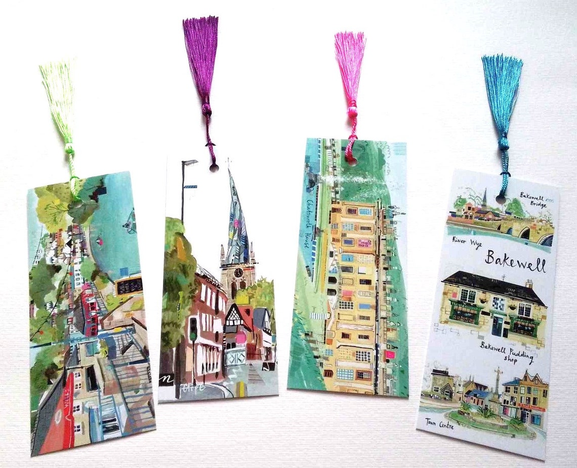 Derbyshire Art Bookmark With Tassel, Village & Town Scenes - Etsy