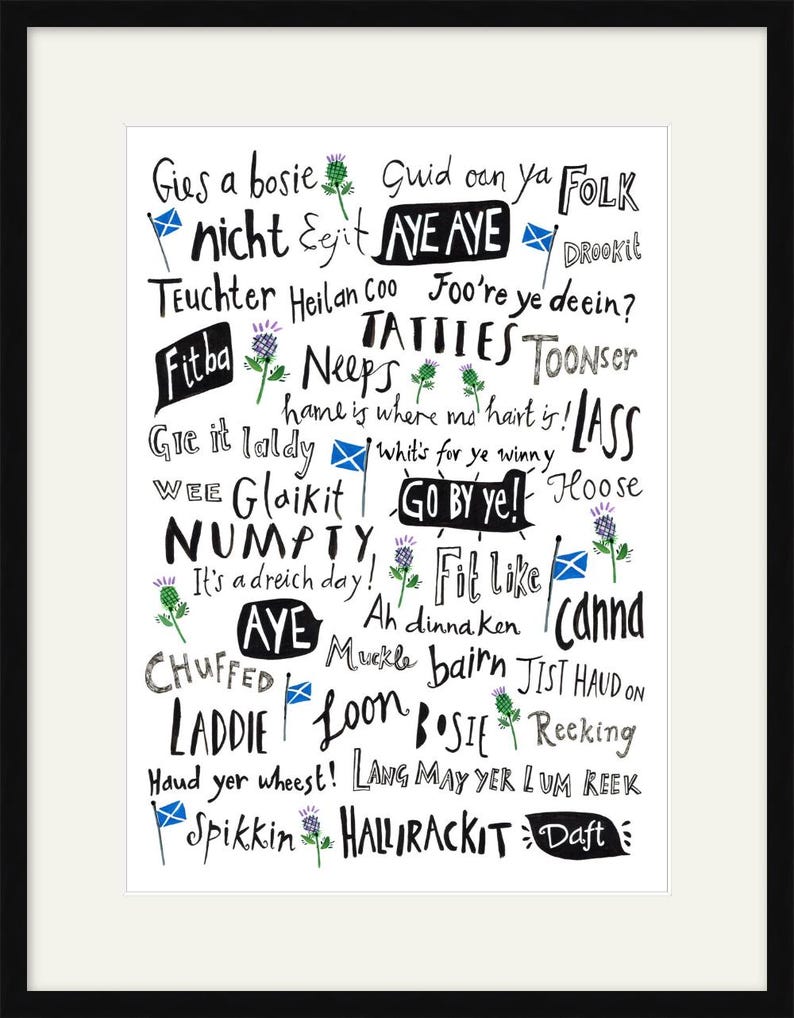 Scottish Phrases Art Print: Fun Scotland Wall Art - Etsy