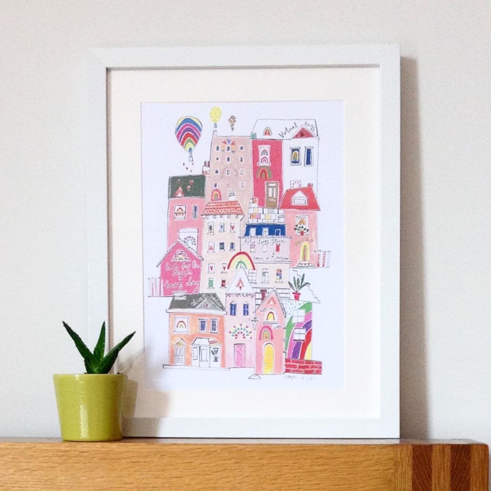 Rainbow Houses Art Print, Rainbow Art, Rainbows 2020, Stay Safe ...