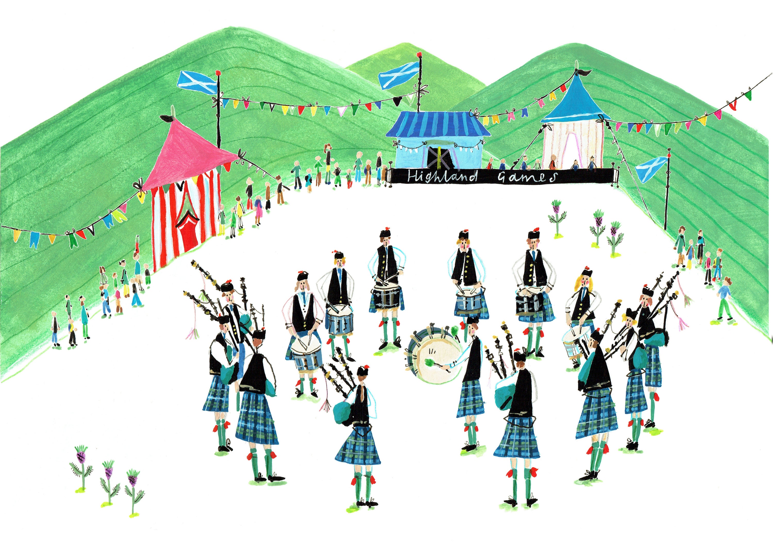 Scottish Highland Pipeband Art Print. Pipeband. Highland Games ...