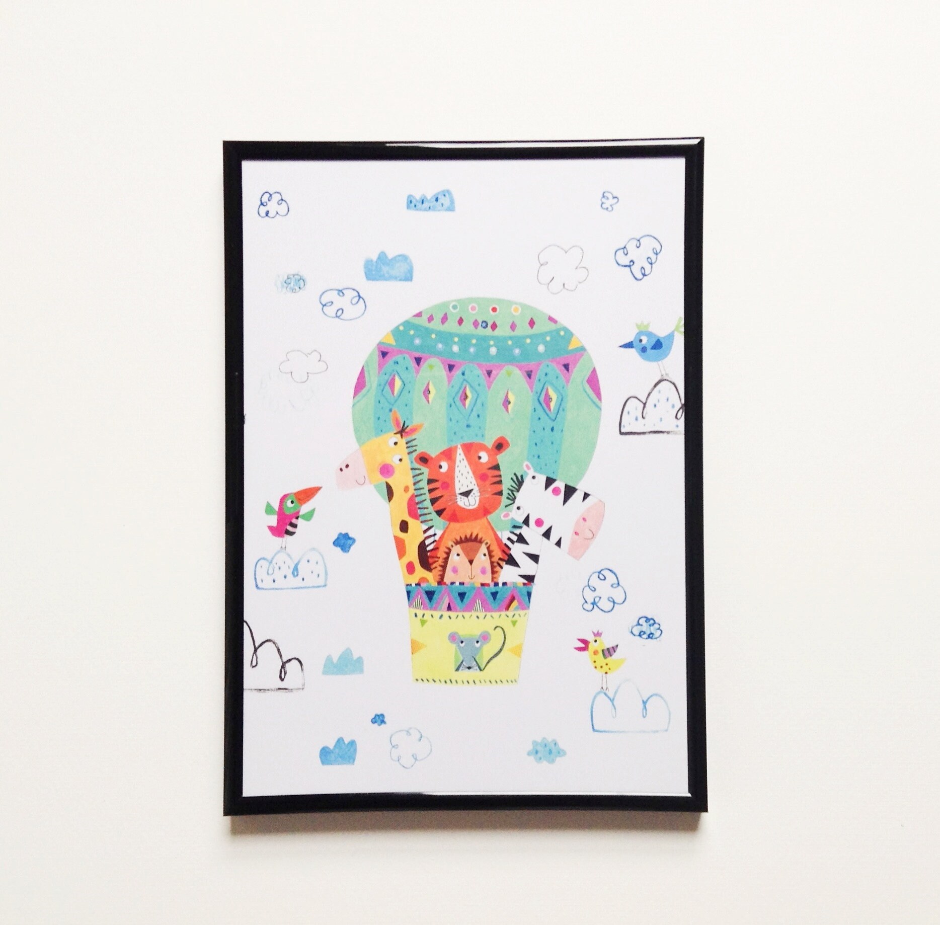 Animal Balloon Art Print. Nursery Print Fun Kids Print Kids | Etsy