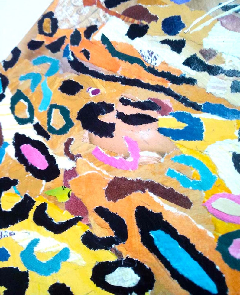 Leopard Art, Leopard Wall Art, Leopard Collage, Original Leopard Art ...