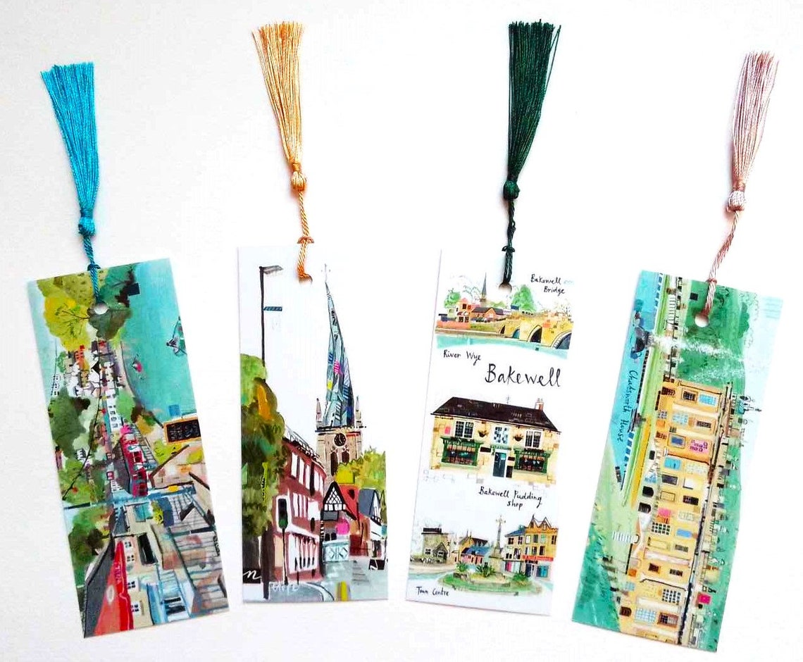 Derbyshire Art Bookmark With Tassel, Village & Town Scenes - Etsy