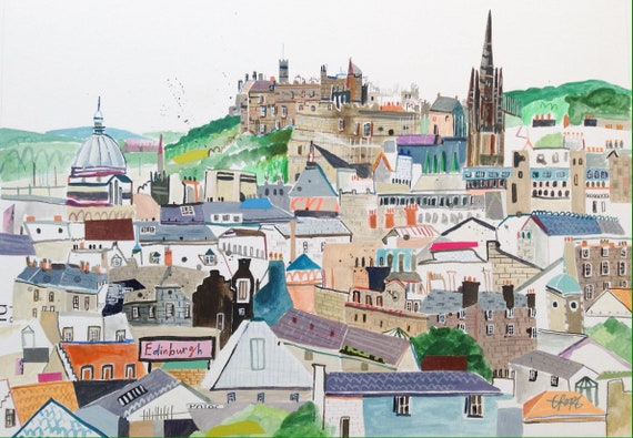 Edinburgh City Art Print Edinburgh City Edinburgh Art - Etsy UK