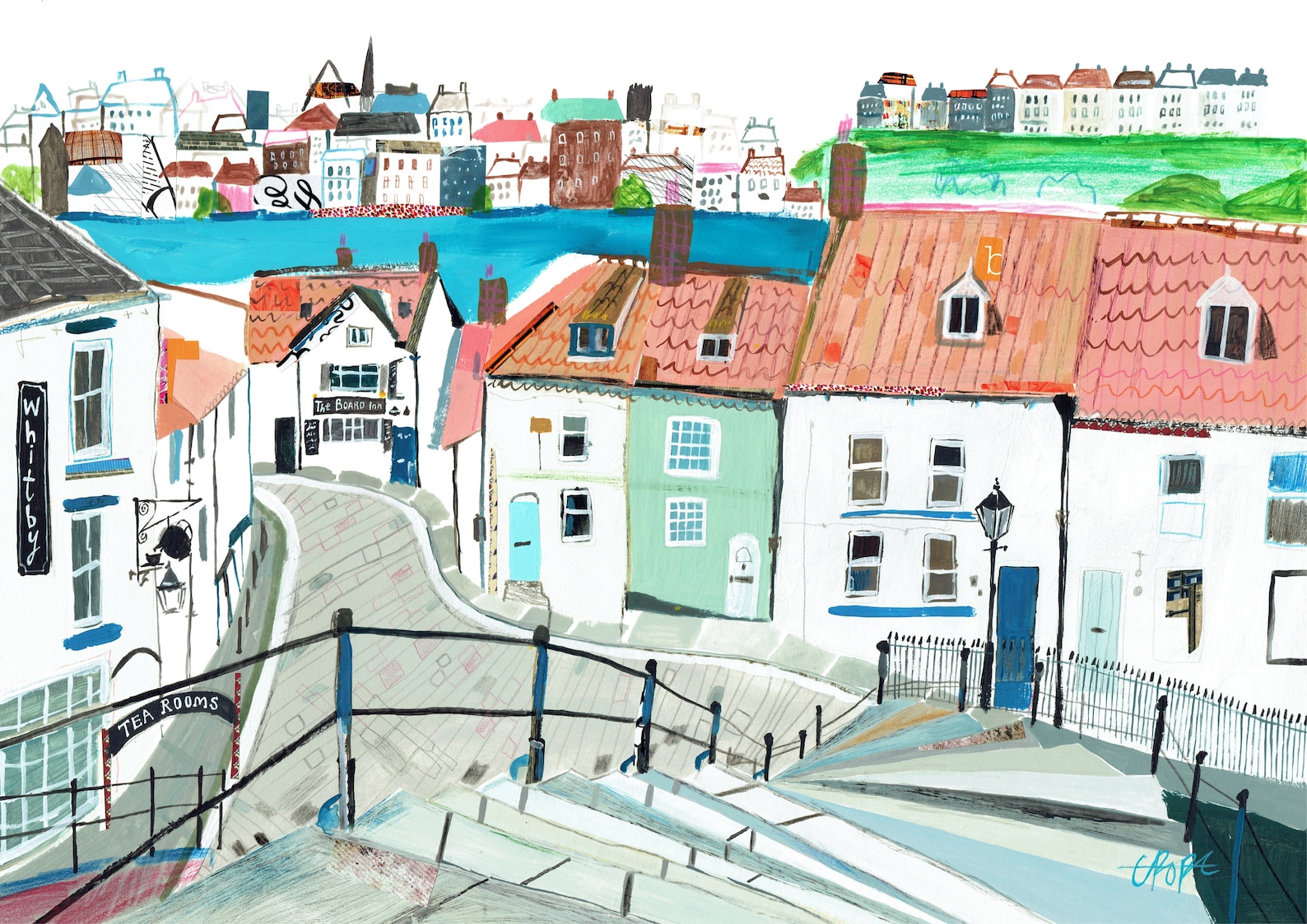 Whitby Print, Whitby Art, Whitby Steps, Whitby 199 Steps, Whitby Art ...