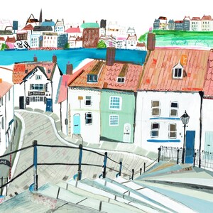 Whitby Print, Whitby Art, Whitby Steps, Whitby 199 Steps, Whitby Art ...