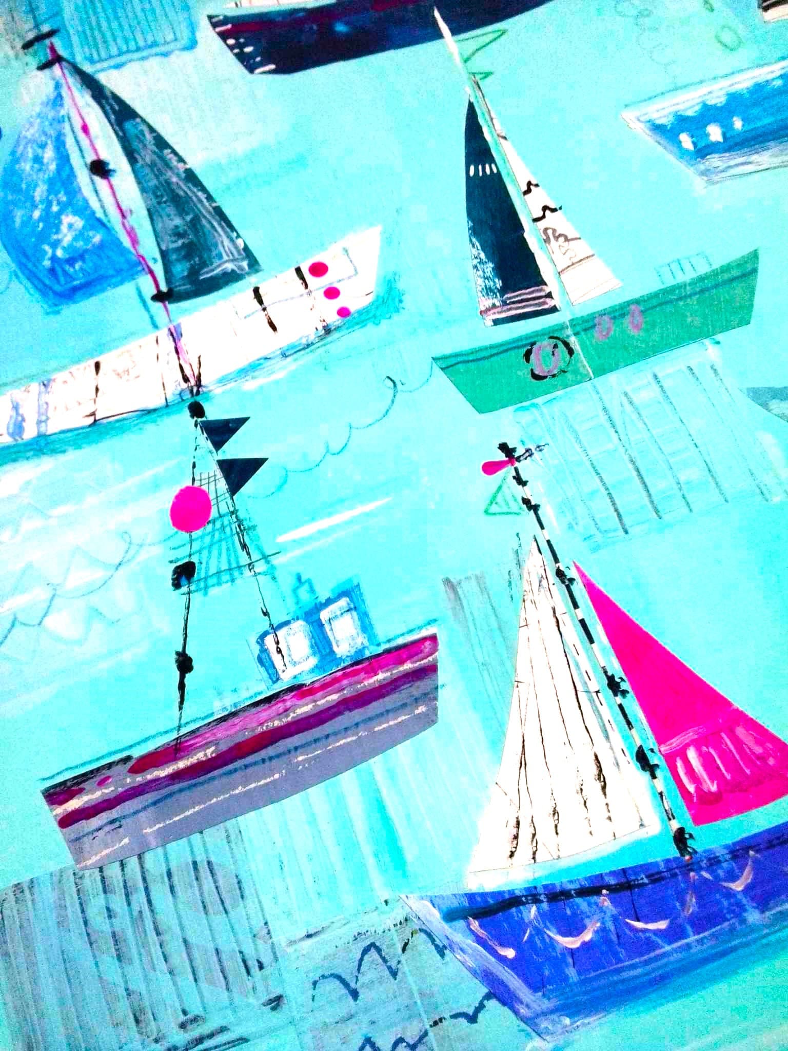Harbour Painting. Boats in the Harbour. Original Boat Art. Original ...