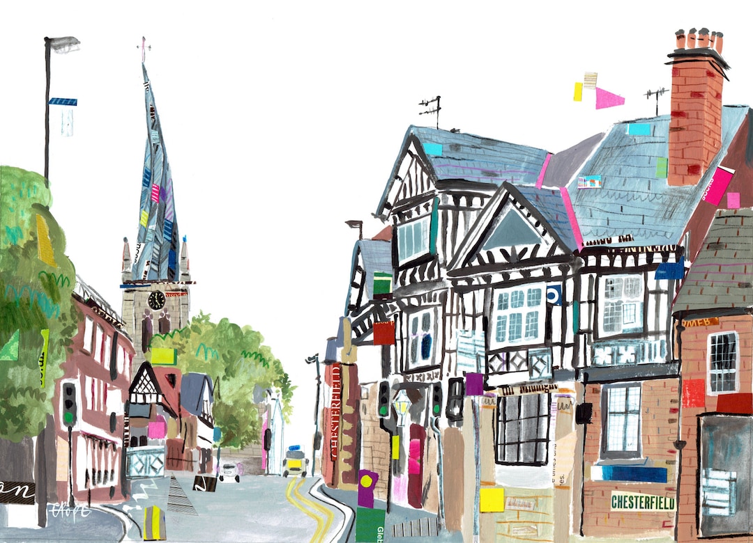 Chesterfield Art Print. Chesterfield. Chesterfield Spire. Crooked Spire ...
