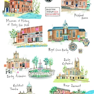 Derby Art Print. Derby Art. Derby. Derby Attractions. Derby Poster ...