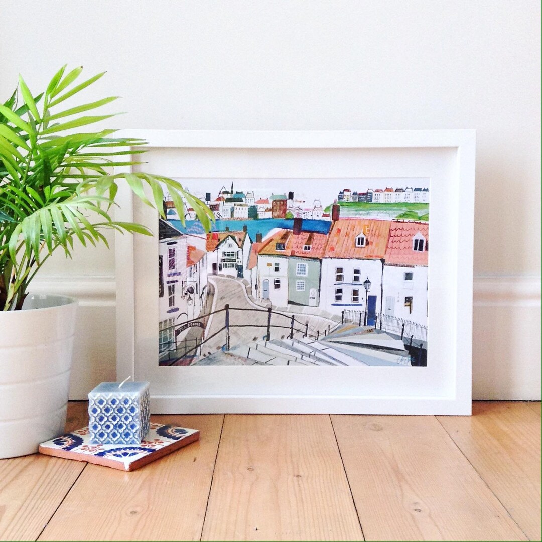 Whitby Print, Whitby Art, Whitby Steps, Whitby 199 Steps, Whitby Art ...