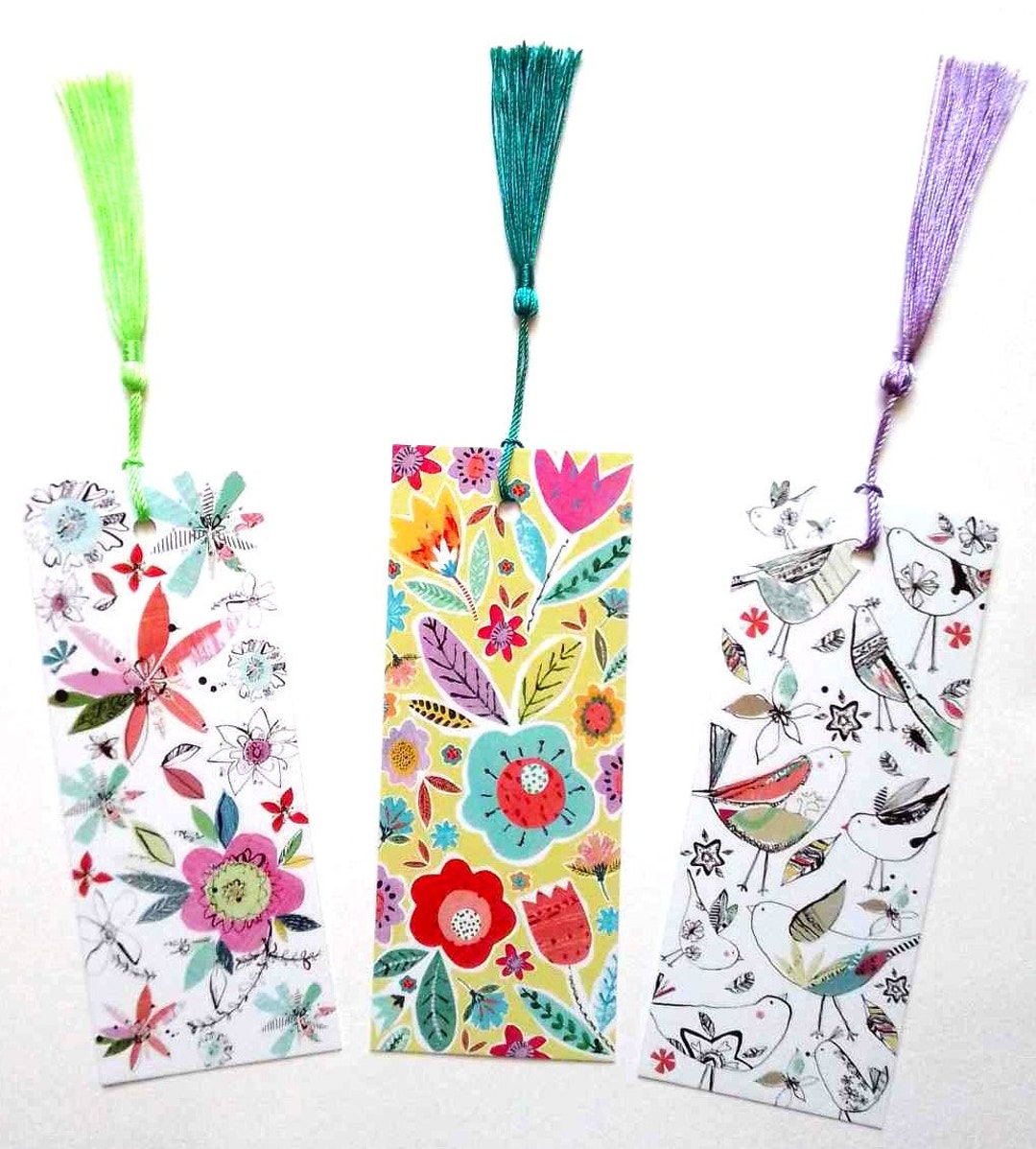 Bookmarks. Flower and Bird Bookmarks. Single Book Mark or Set of Three ...