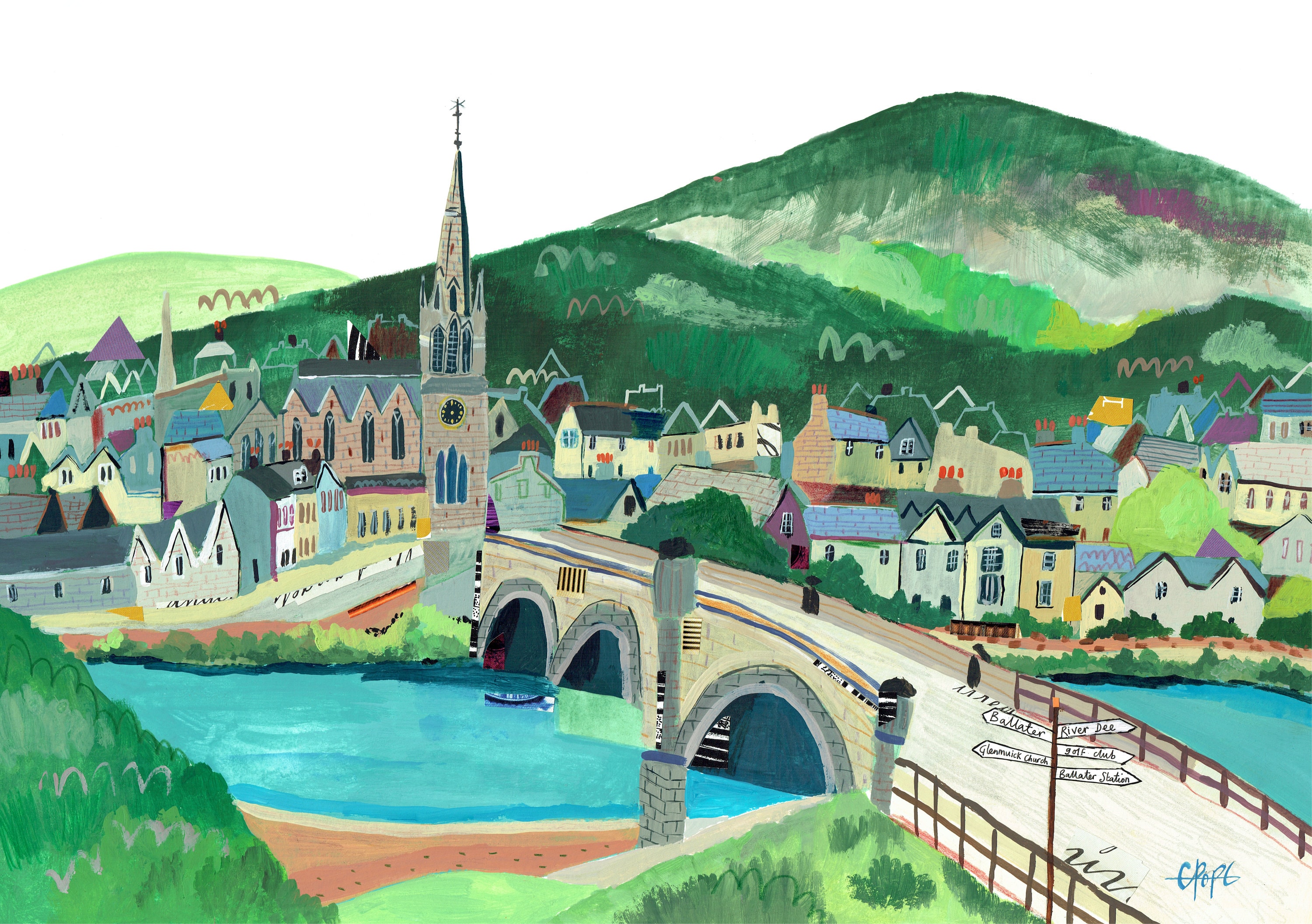 Ballater Art Print. Ballater Painting. Cairngorms. Royal Deeside ...