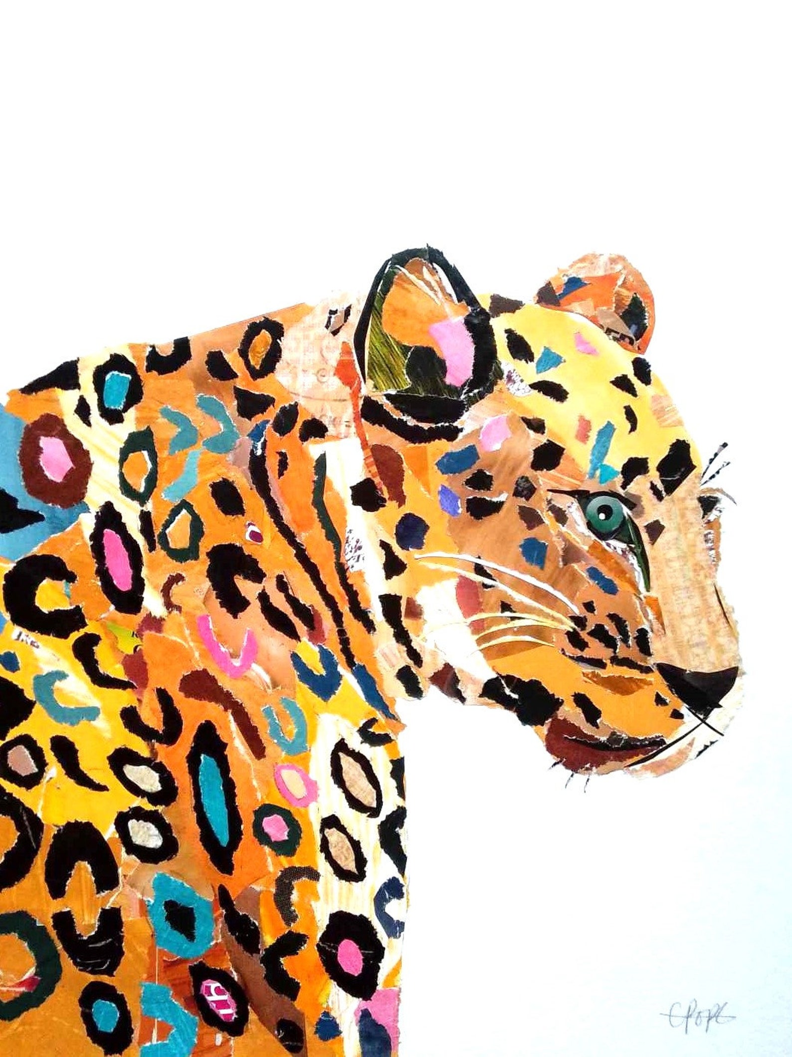 Leopard Art, Leopard Wall Art, Leopard Collage, Original Leopard Art ...
