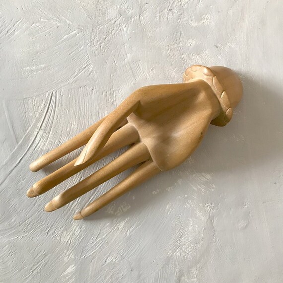 Vintage Hand Carved Wooden Hand Folk Art Wooden Object | Etsy