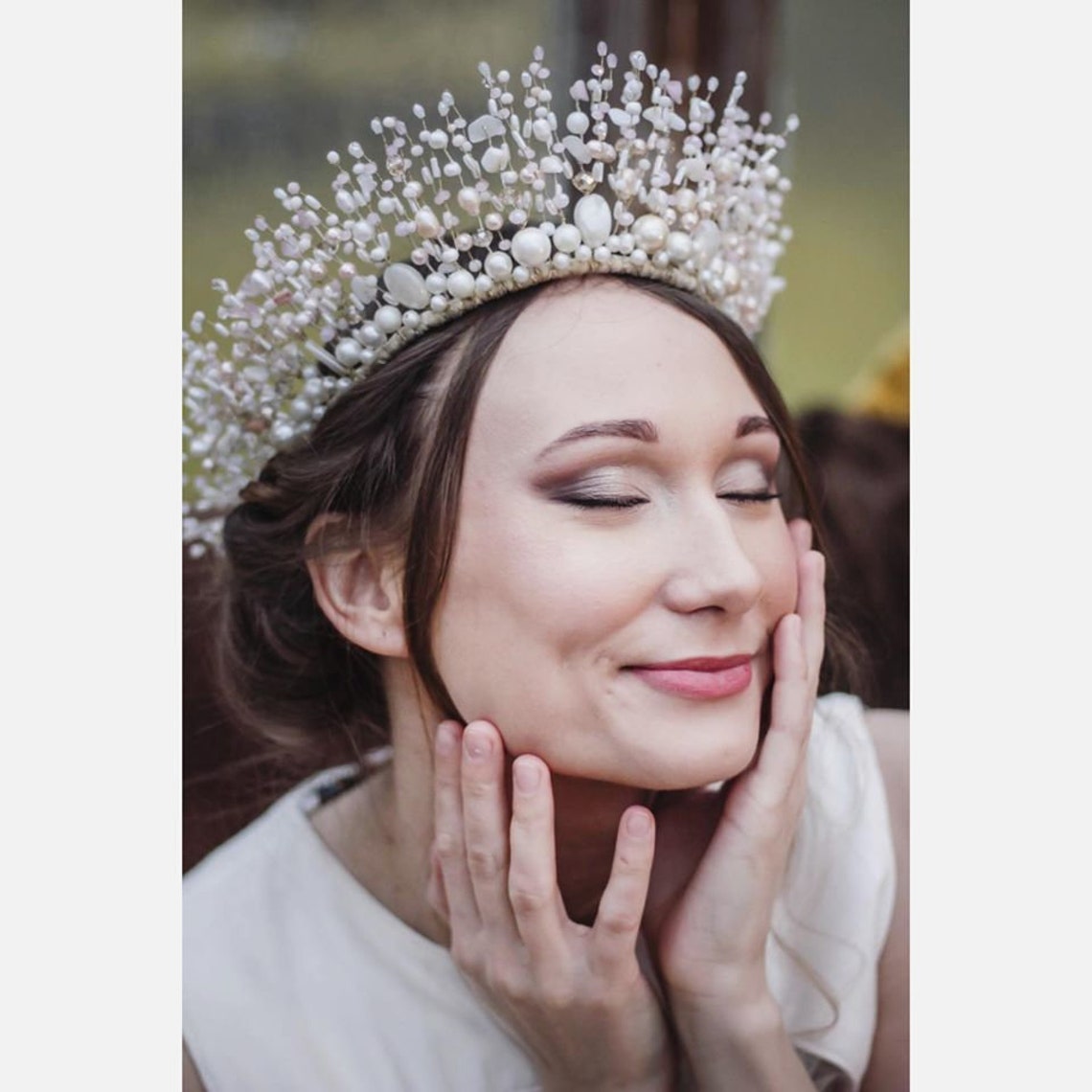 Bridalstory-crown,hand Made, Bride Crown,pearls,labrador,amethyst ...