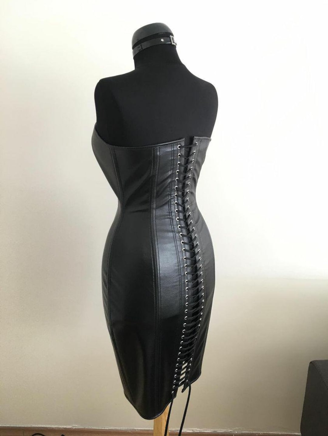 Genuine Leather Fetish Strapless Pencil Corset Dress BDSM Discipline ...
