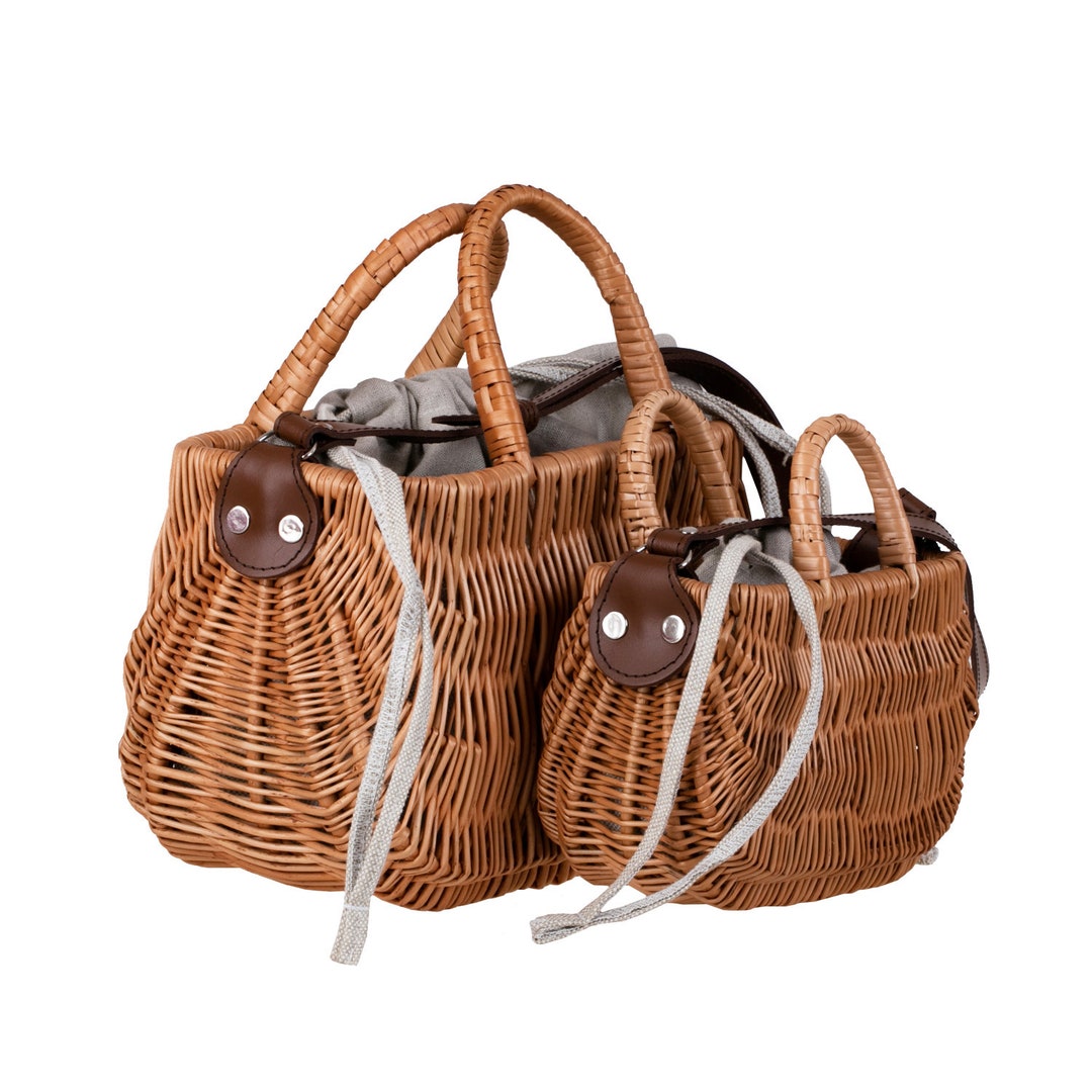 Natural Wicker Bag Handmade Basket Bag With Leather Strap - Etsy
