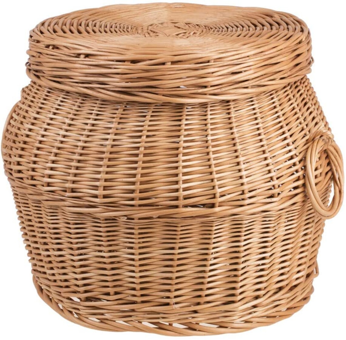Rieten wasmand wasmand met deksel natuurlijke kleur rieten | Etsy