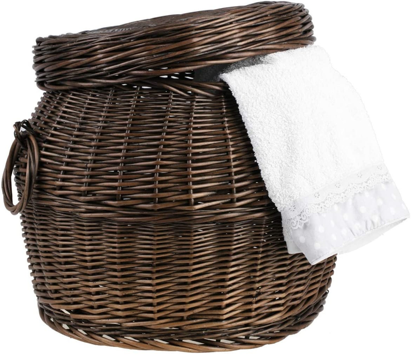 Rieten wasmand wasmand met deksel natuurlijke kleur rieten | Etsy