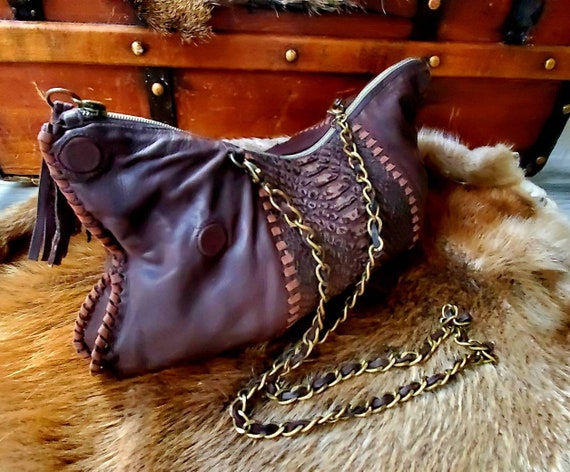 Cuadra Handmade Bag | Leather and Snakeskin Purse | L… - Gem