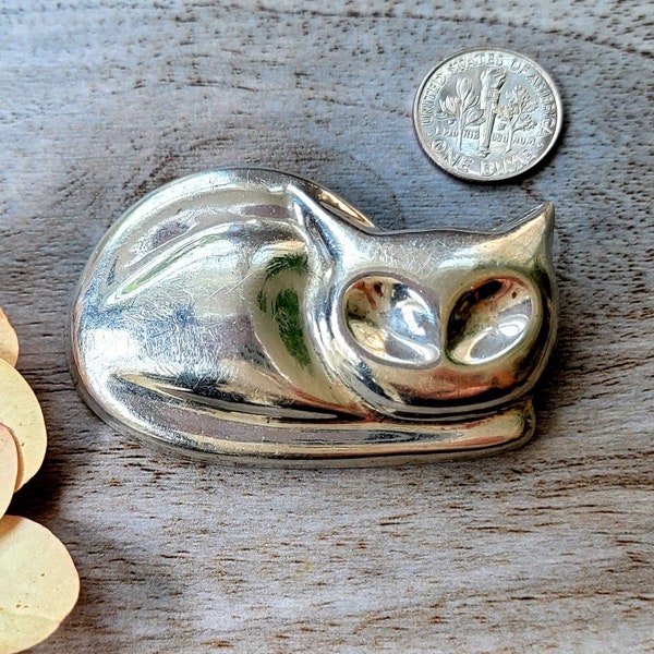 Sterling Cat Pin - Etsy