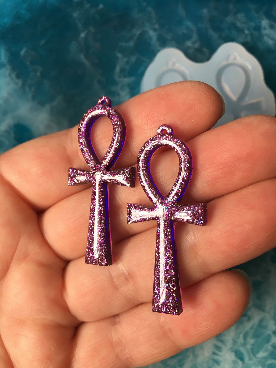 Silicone Mold-earrings Ankh . Mold Egyptian Cross for Uv and Epoxy ...