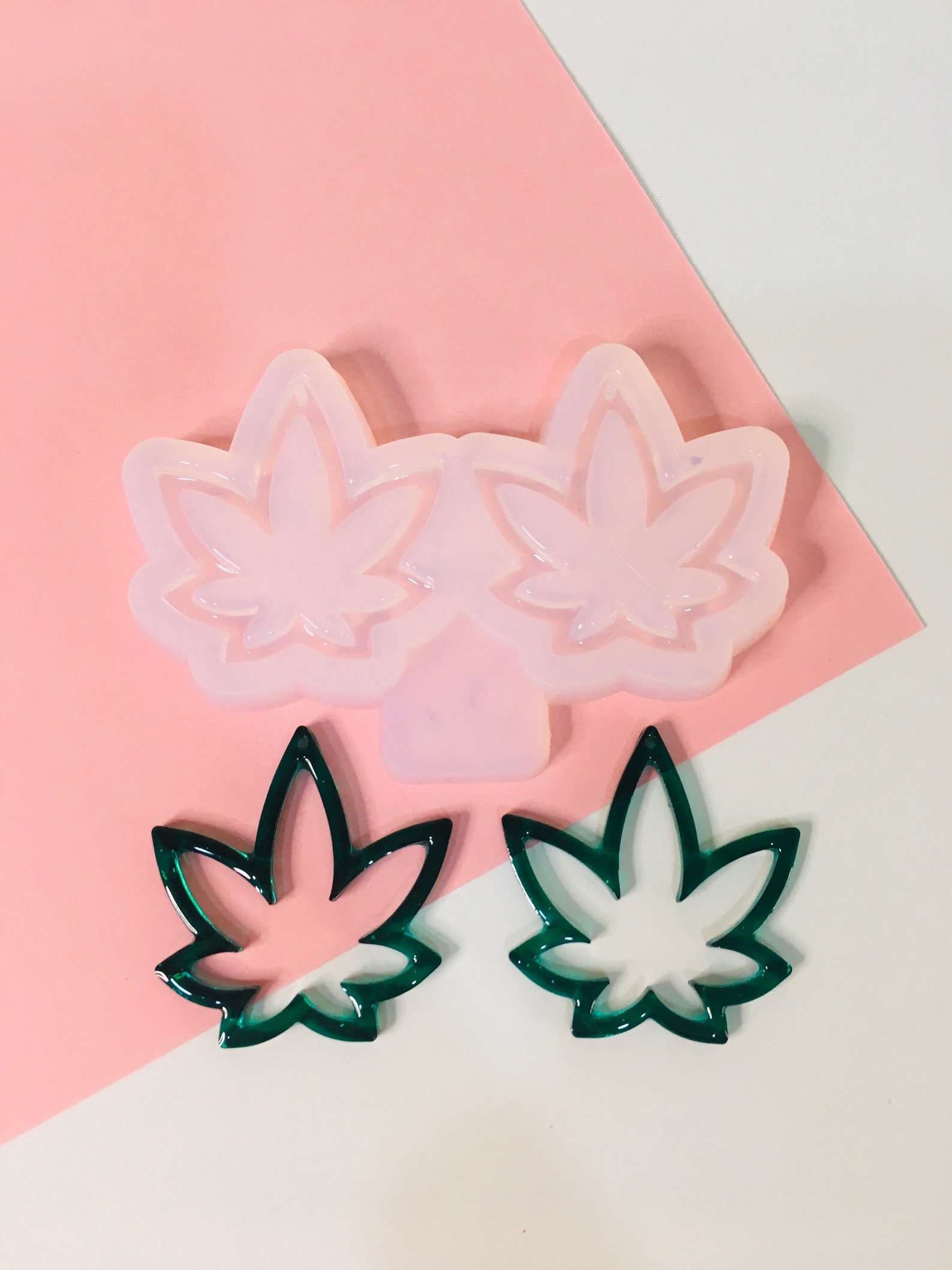 Cannabis Mold for UV Resin. Set Earrings Marijuana Ganja Leaf Silicone ...