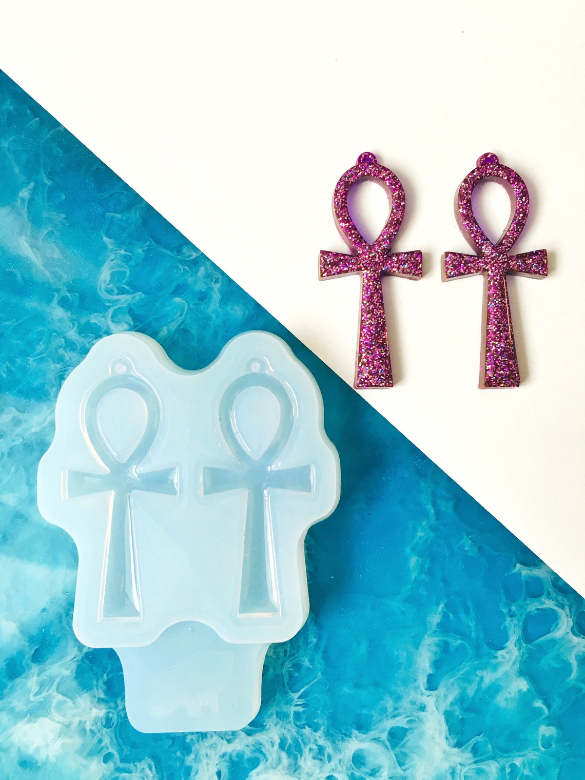 Silicone Mold-earrings Ankh . Mold Egyptian Cross for Uv and Epoxy ...