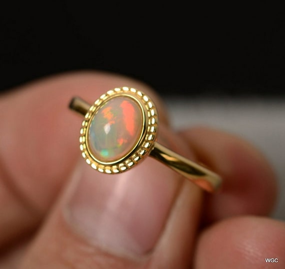 White Opal Ring 14k Gold Filled Ring Opal Ring Stackable - Etsy